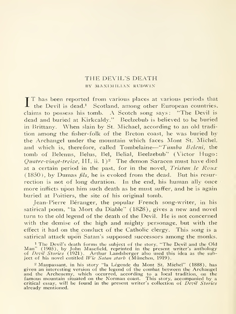 The Devil's Death and Its Implications | PDF | Satan | Evil