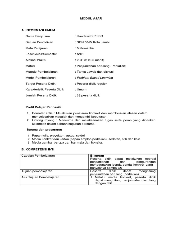 Modul Ajar, Handewi | PDF