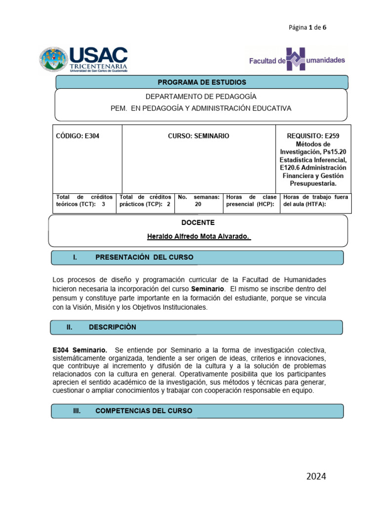 Programa Seminario 2024 | PDF | Aprendizaje | Evaluación