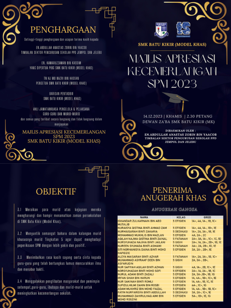 Black Gold Elegant Graduation Ceremony Program | PDF