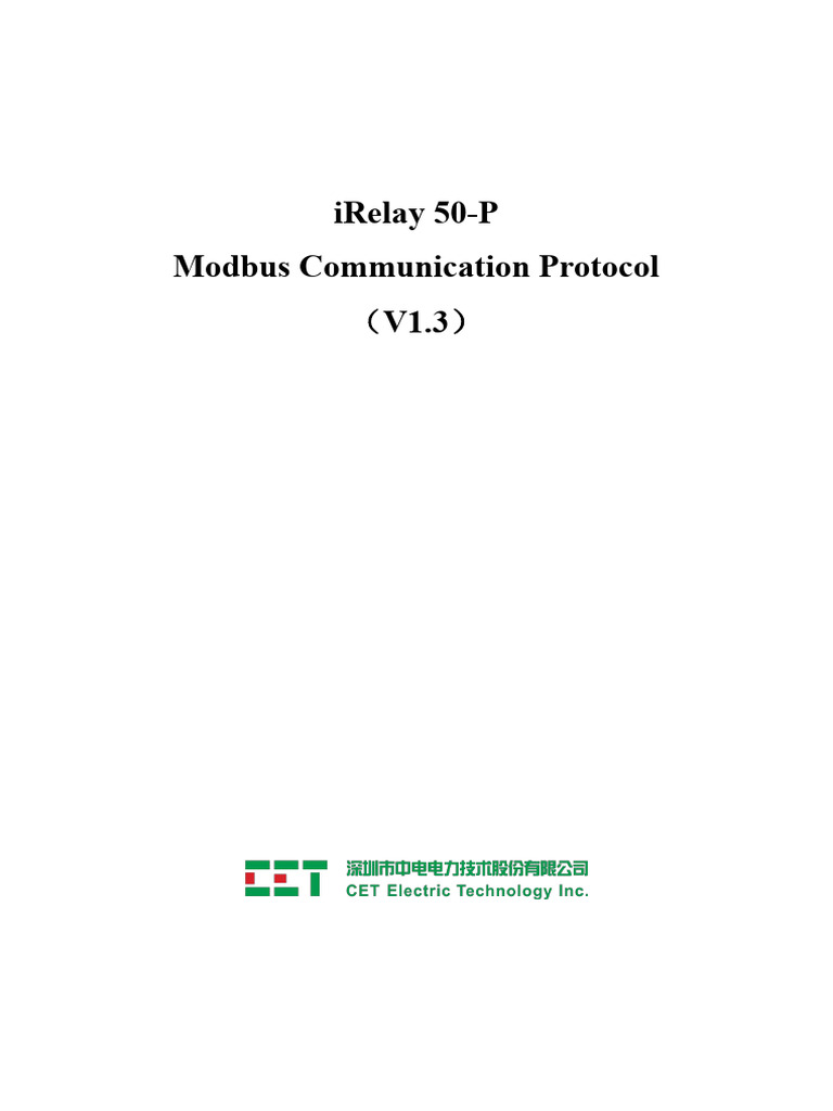 Irelay 50-P - Modbus Communication Protocol - V1.3 - 210222 - EN | PDF | Electronics | Computer ...