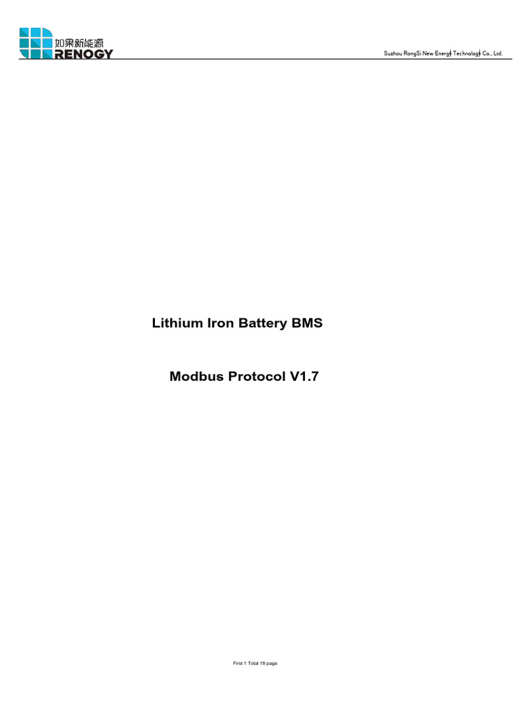 Lithium Iron Battery BMS Modbus Protocol V1 7 ZH-CN en 1 | PDF | Bit | Byte