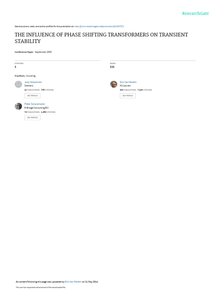The Influence of Phase Shifting Transformers On TR | PDF | Electric ...