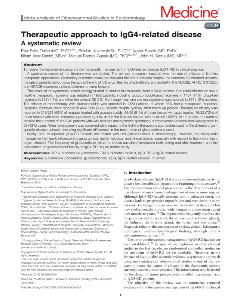 Therapeutic Approach To IgG4-related Disease | PDF | Medical ...