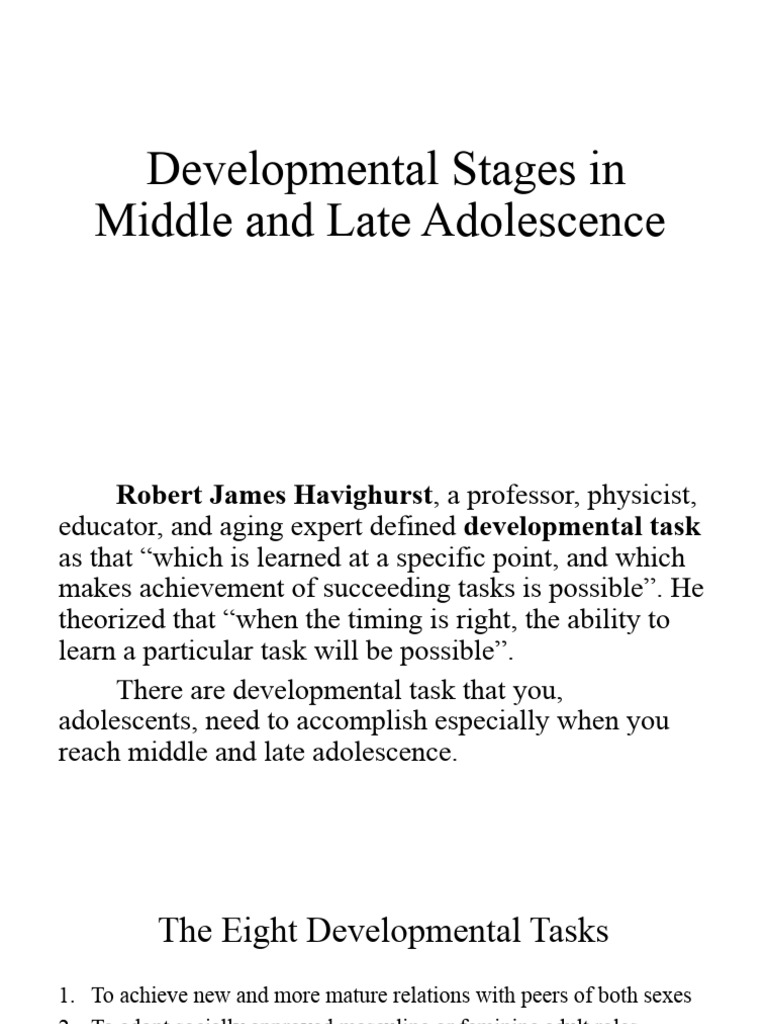 Developmental Stages in Middle and Late Adolescence | PDF | Adolescence ...