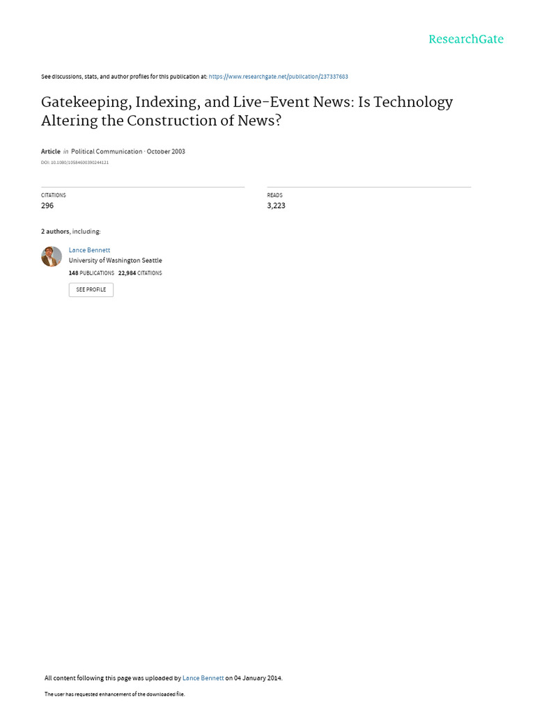 Gatekeeping Indexing and Live-Event News Is Techno | PDF | News ...