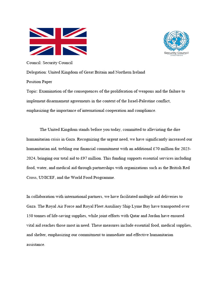 Position Paper MUN | PDF | Israeli–Palestinian Conflict | Aids