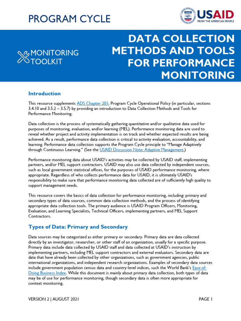 Data Collection Perf Monitoring Final2021 | PDF | Focus Group | Data
