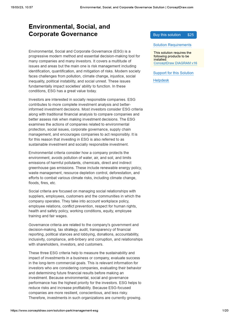 Environmental, Social, and Corporate Governance Solution | PDF ...