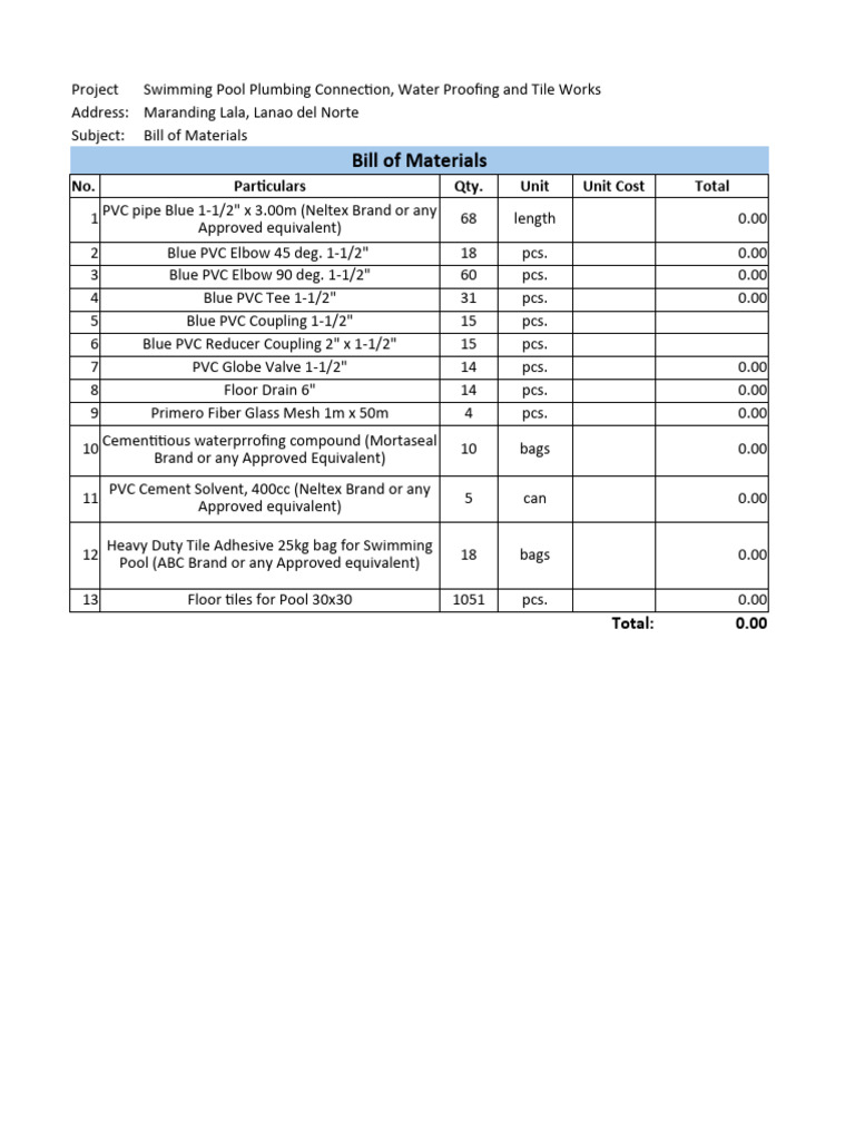 Pool Quote | PDF | Polyvinyl Chloride | Building Materials
