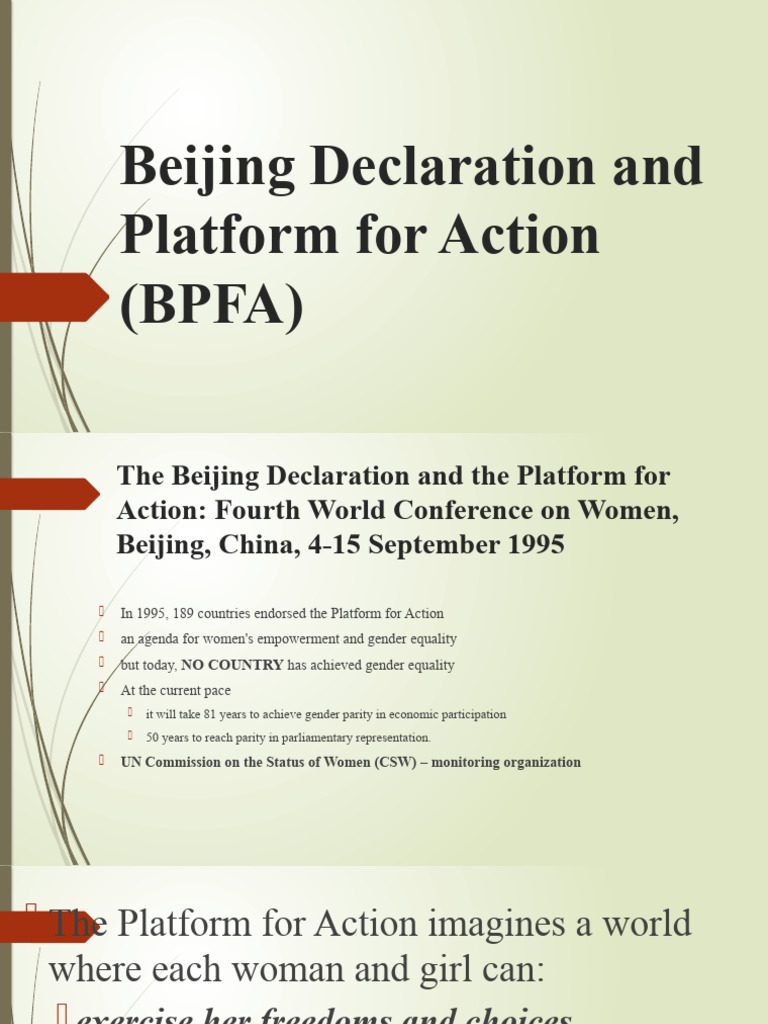 Lesson 8 Beijing Declaration and Platform For Action | PDF | Woman ...