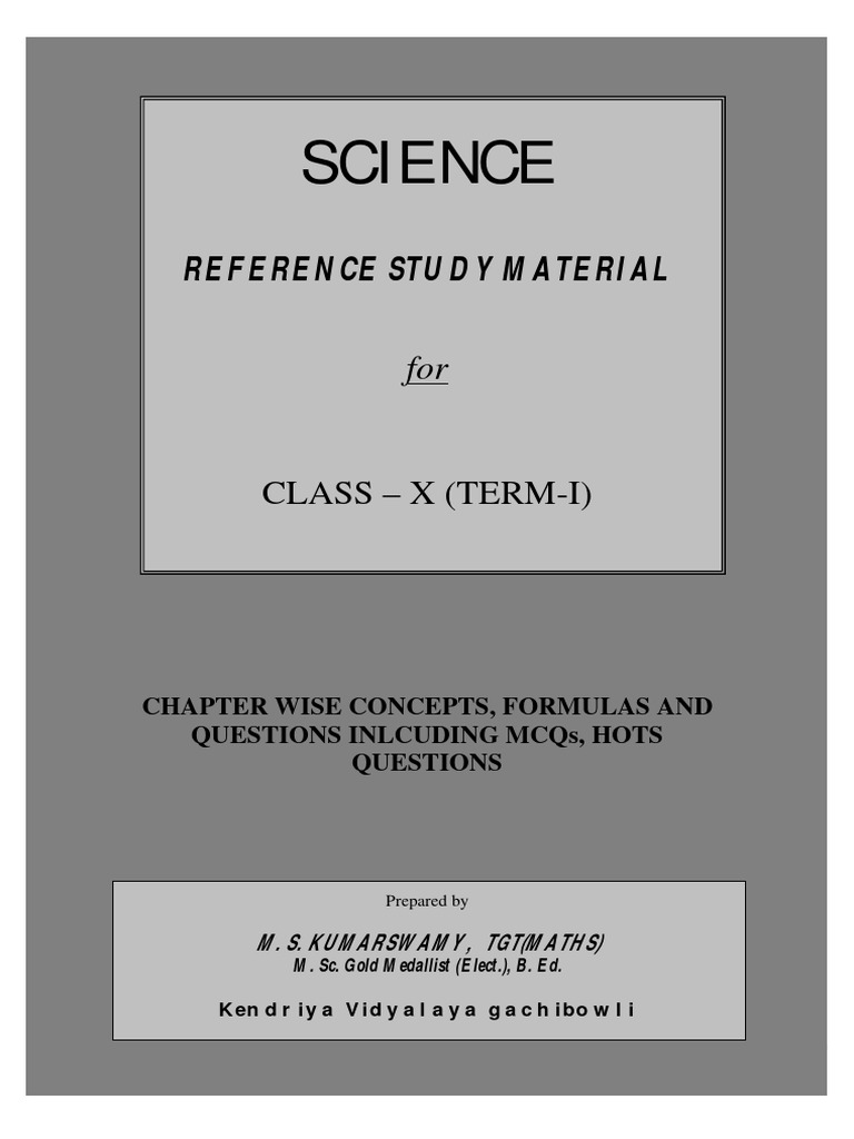 Science Class X Term I Reference Study Material | PDF | Chemical Reactions | Redox