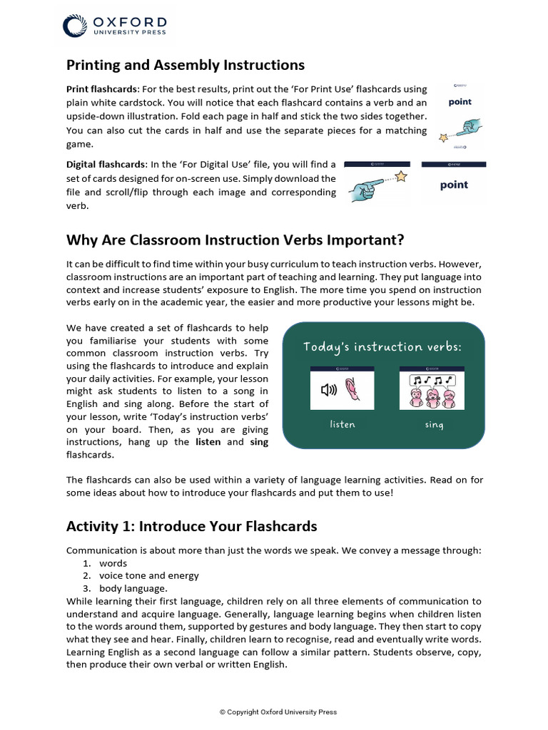 Flashcards Classroom Instruction I&I 1 | PDF | Body Language | Flashcard