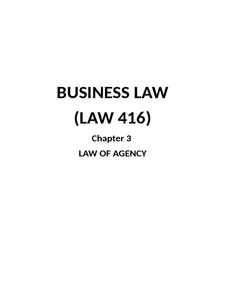 Chapter 3 Law of Agency | PDF | Law Of Agency | Estoppel