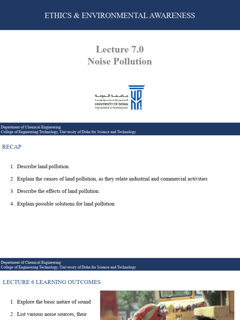 Lecture 7 Noise Pollution 2 | PDF | Noise | Decibel
