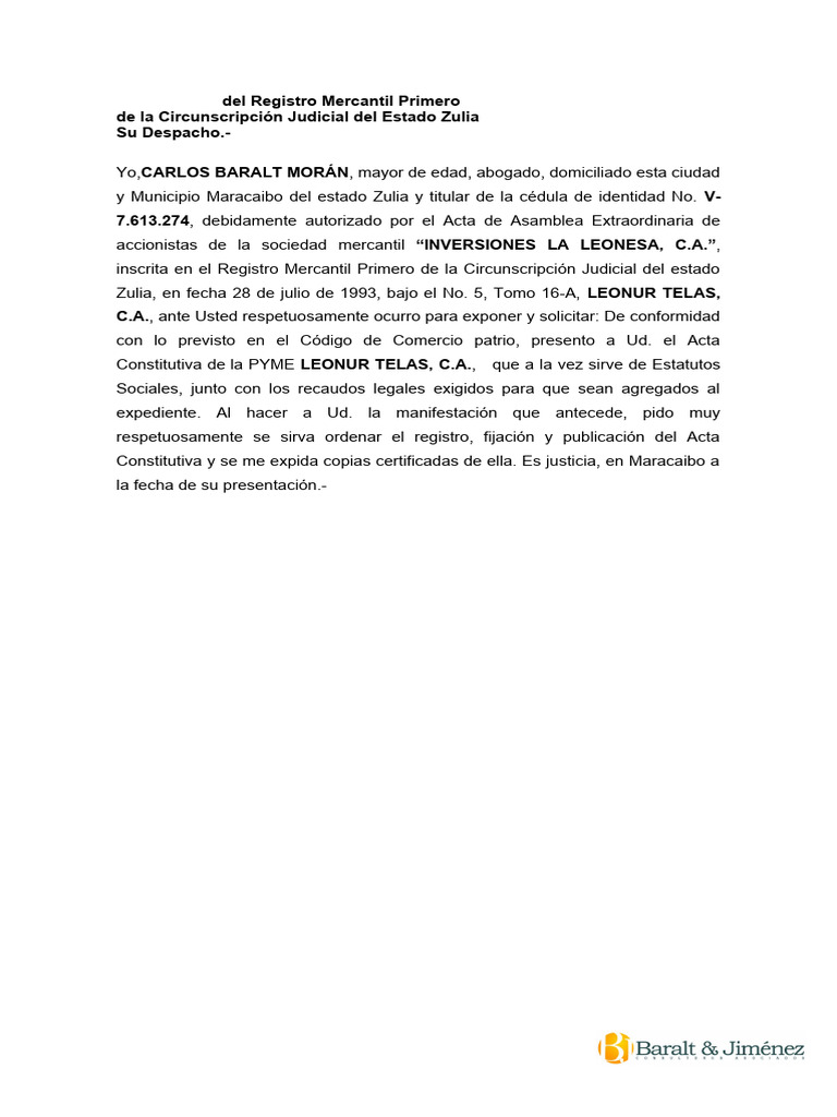 Acta Constitutiva Pyme | PDF