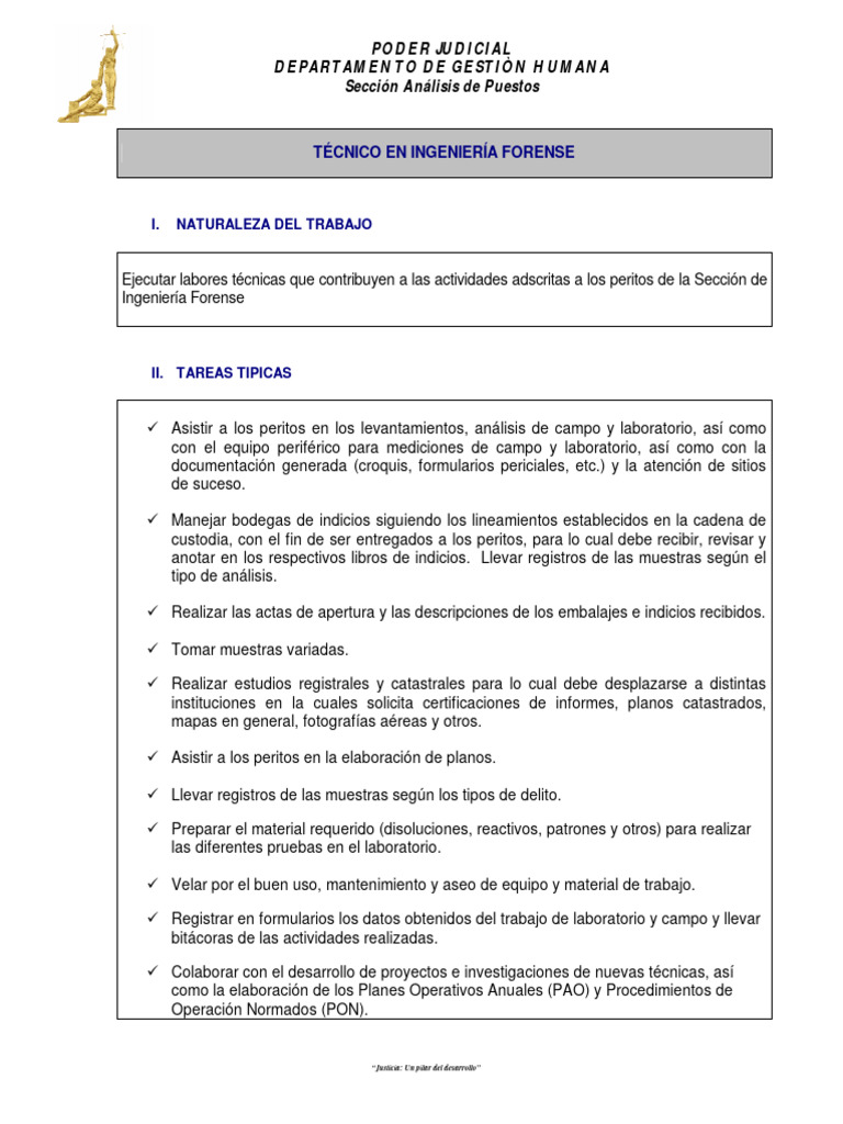 Tecnico en Ingenieria Forense | PDF | Calidad (comercial) | Laboratorios