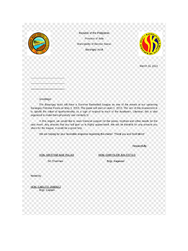 Solicitation Letter Basketball | PDF