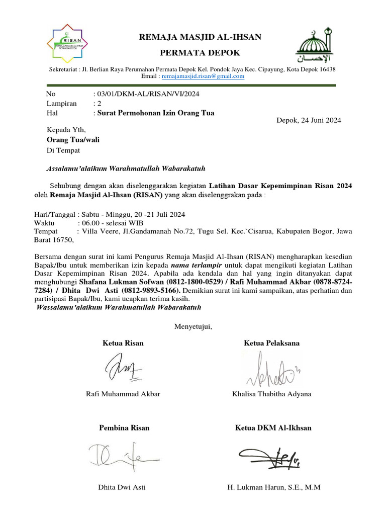Surat Izin LDK 2024 | PDF