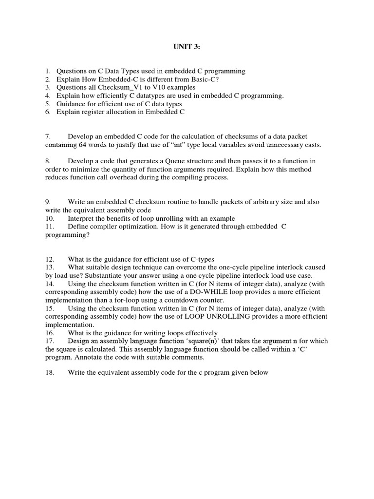 ARM-UNIT3 and UNIT4 Question Bank | PDF | Assembly Language | Integer ...
