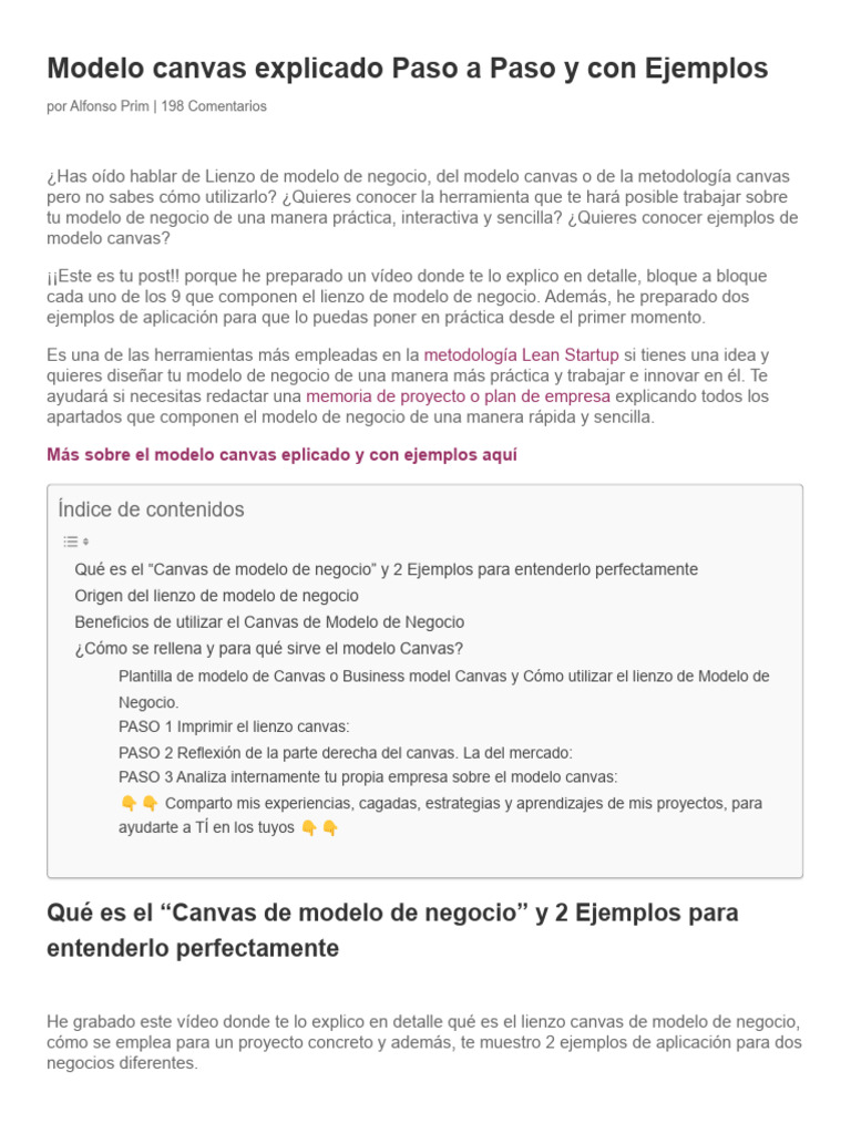 7 - Modelo Canvas Explicado Paso A Paso + 2 Ejemplos - Innokabi | PDF ...