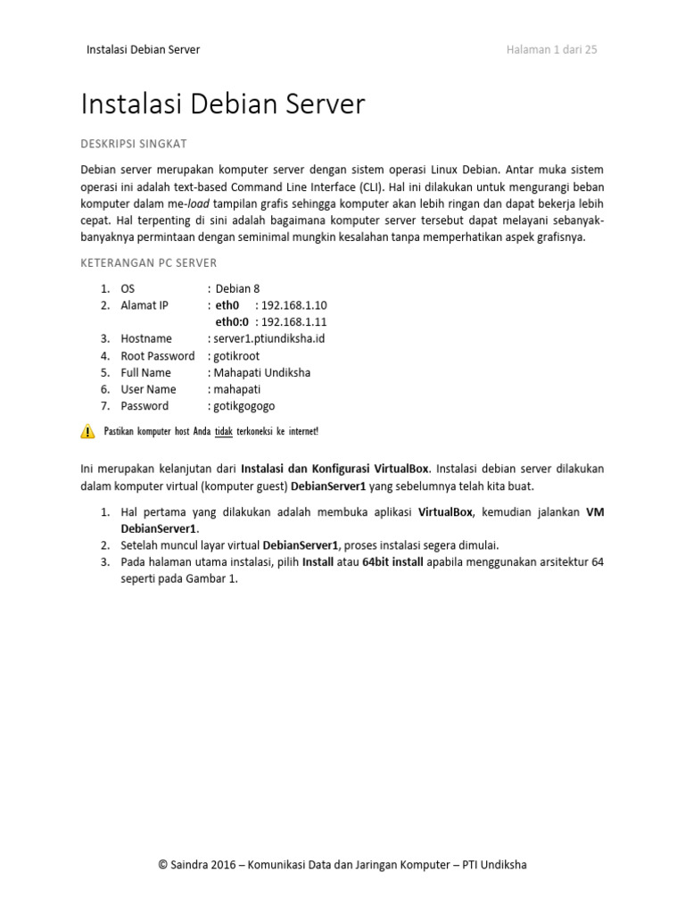 Panduan Instalasi Debian Server | PDF | Komputer