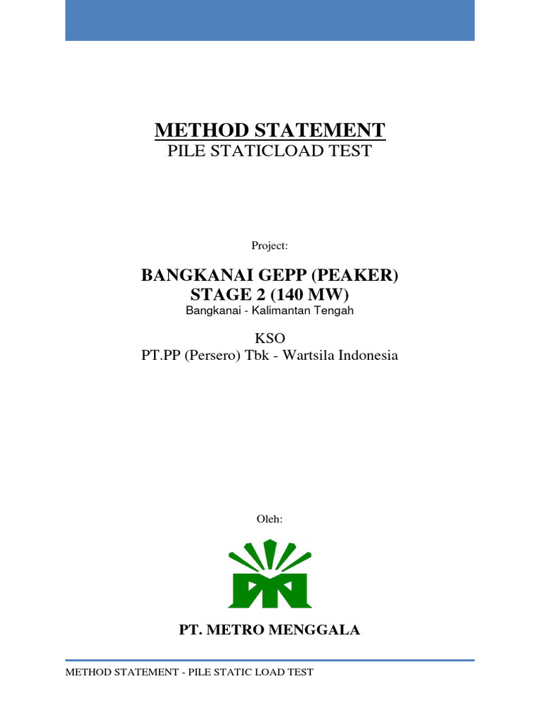 Metode Pelaksanaan Load Test Bangkanai Gepp | PDF | Deep Foundation ...