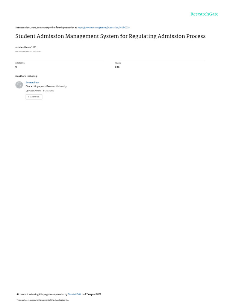 Student Admission Management System For Regulating | PDF | Login ...