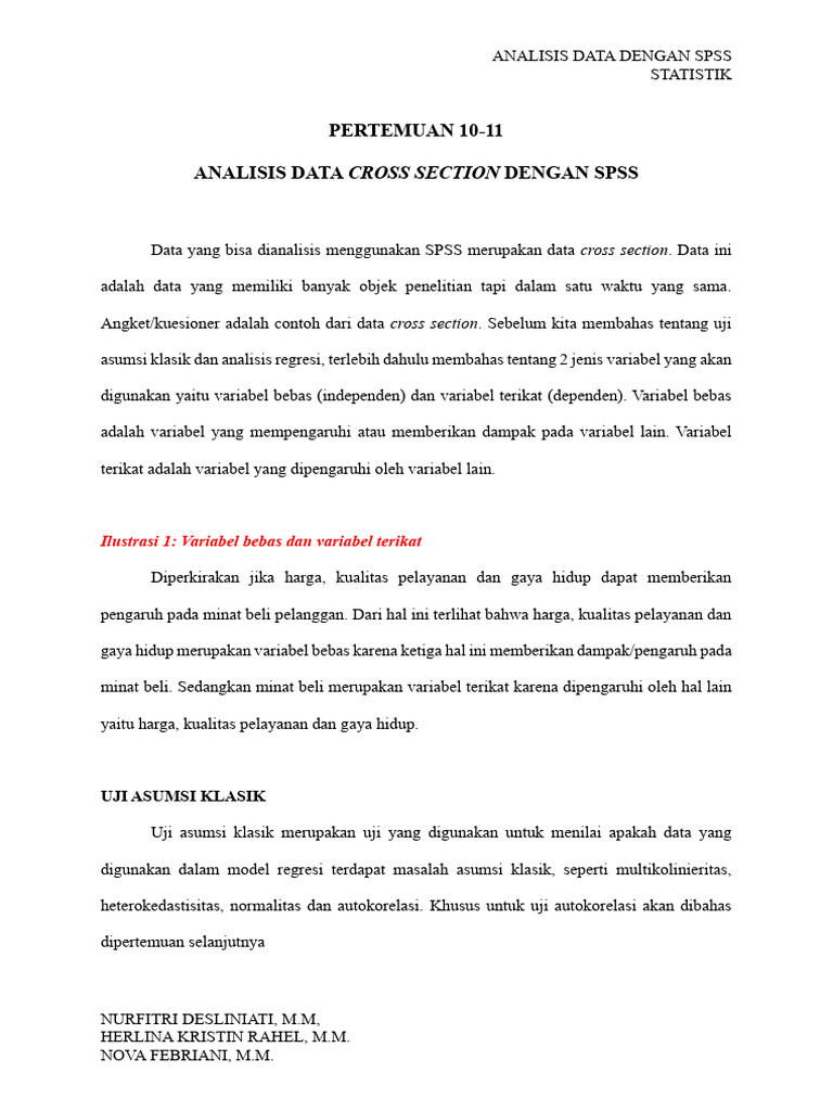 Materi Pertemuan 10 - Analisis Data Dengan Spss | PDF