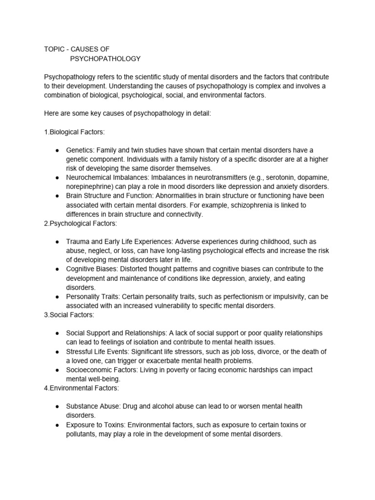 Understanding Psychopathology Causes | PDF | Mental Disorder | Mental ...