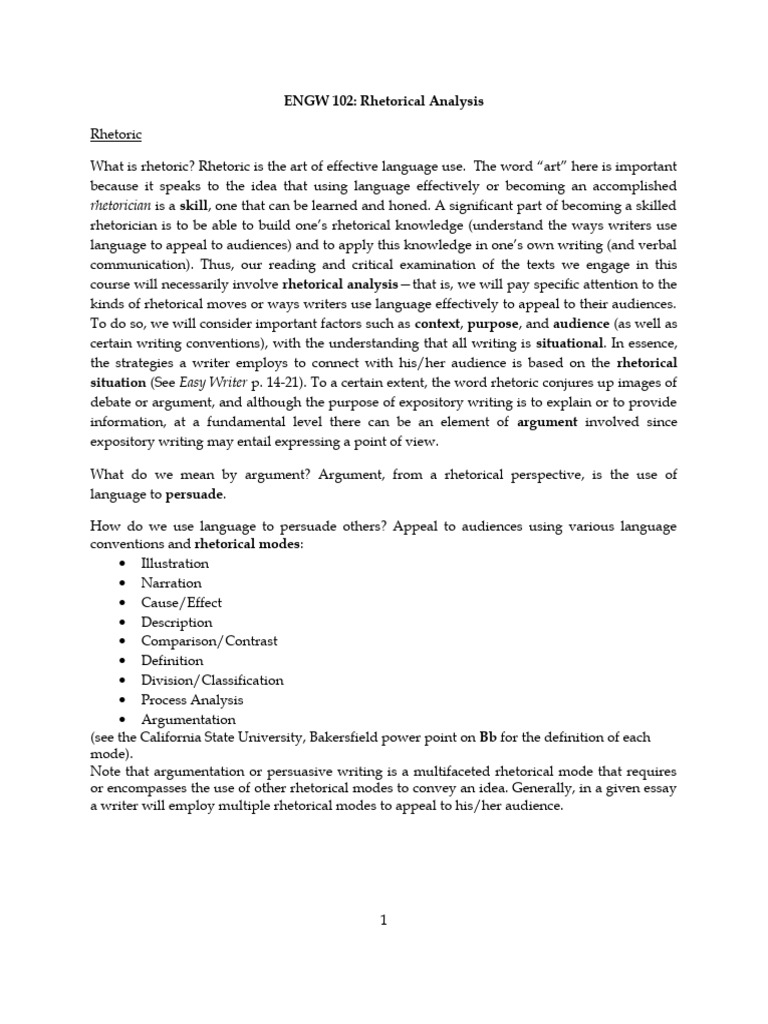 ENGW 102 Rhetorical Analysis Guide | PDF | Rhetoric | Human Communication