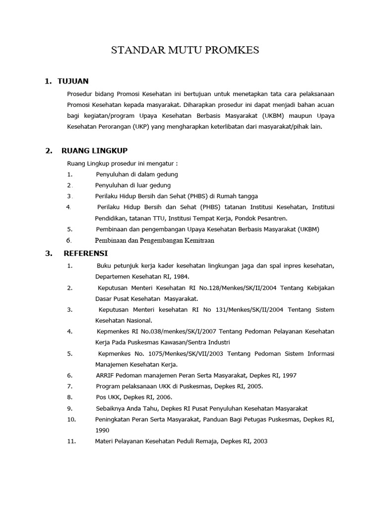 Standar Mutu Promosi Kesehatan Masyarakat | PDF | Kesehatan Holistik