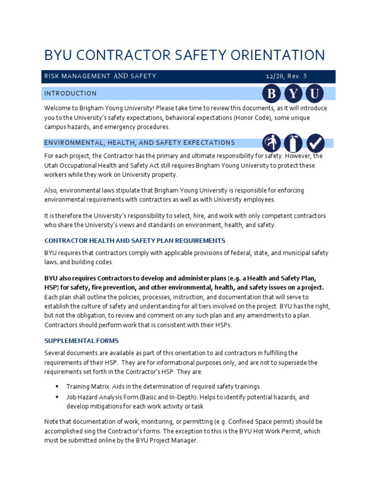 CONTRACTOR_ORIENTATION | Download Free PDF | Safety | Occupational ...
