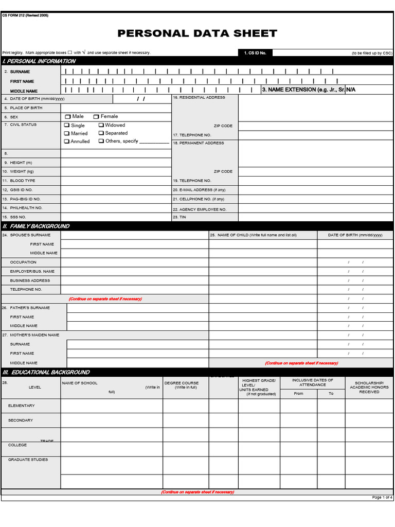 Personal Data Sheet Blank | PDF | Crime & Violence | Crime Thriller