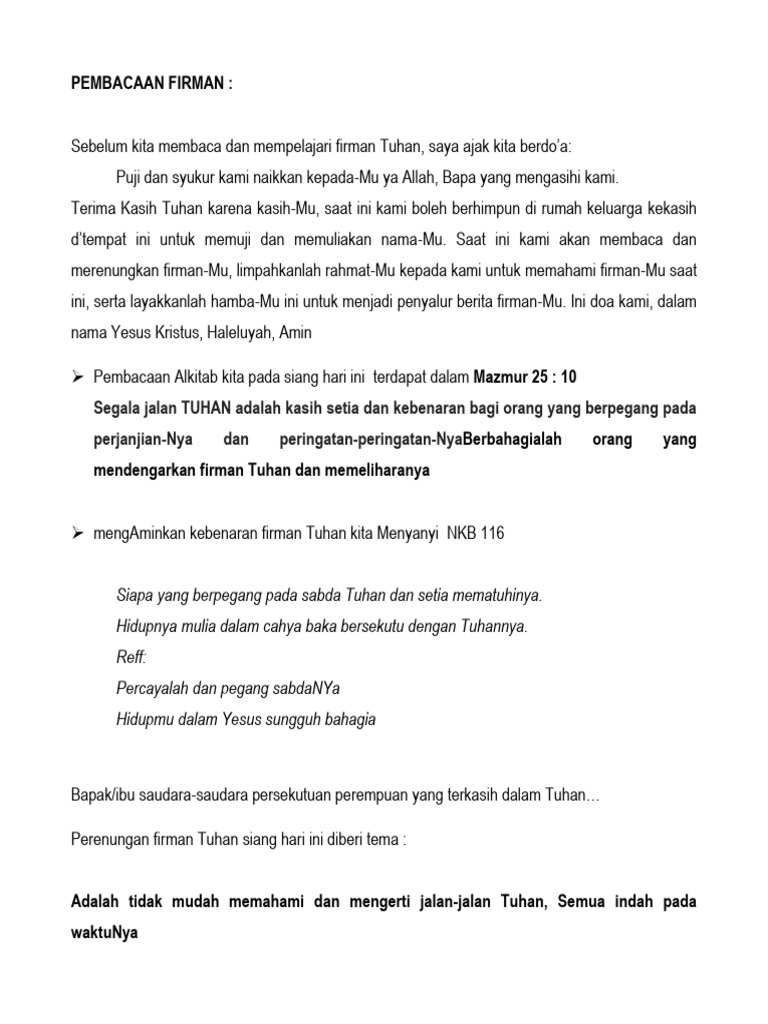 Pembacaan Firman | PDF