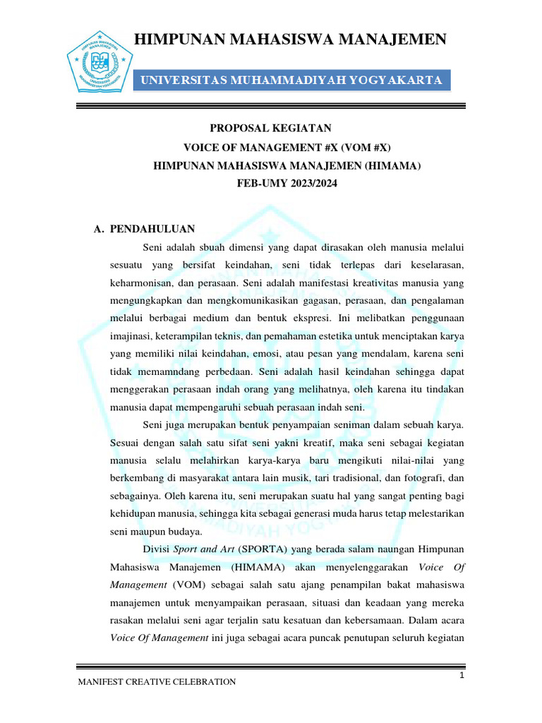 Proposal Pengajuan Dana Vom x'24 | PDF