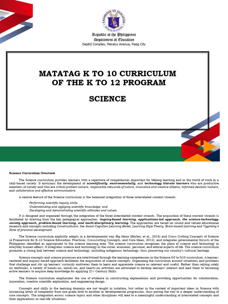 Science Curriculum Guide 2023 08 04 | PDF | Learning | Force