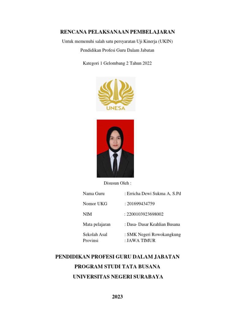 Rencana Pembelajaran Dasa-Busana 2023 | PDF