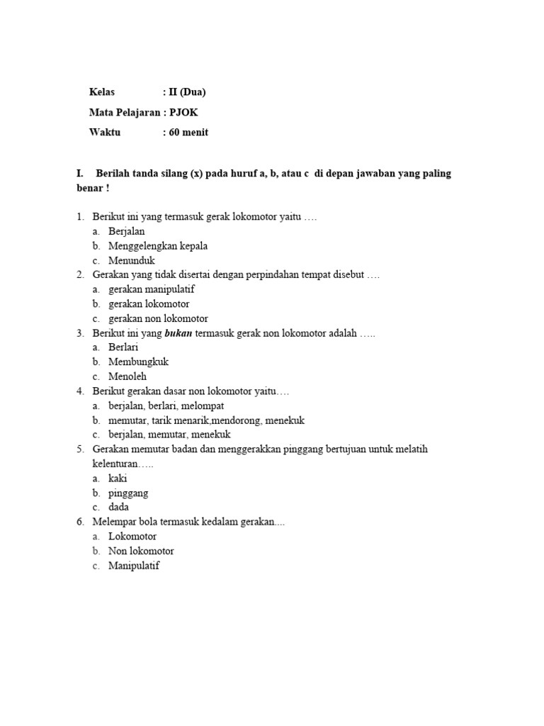 Pts Pjok Kelas 2 | PDF