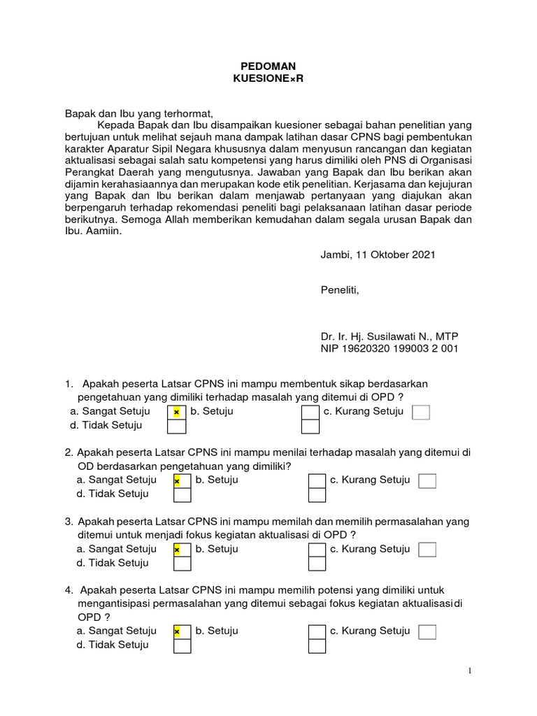 Pen. Akt Kuesioner Ok Mantap | PDF