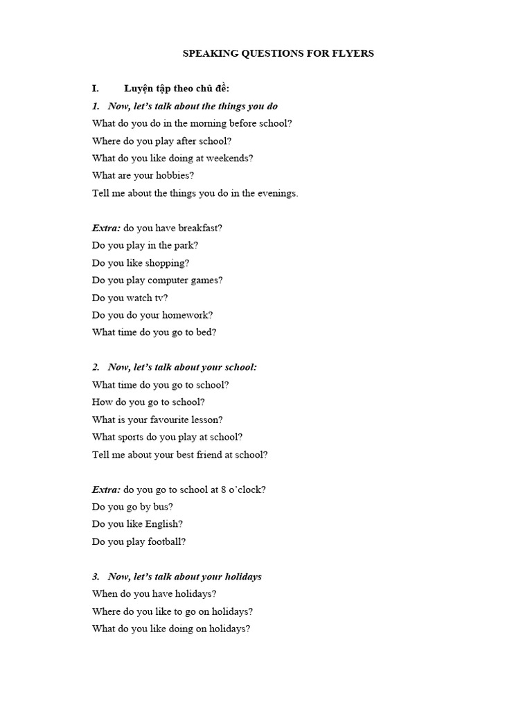 SPEAKING QUESTIONS For PRACTISE | PDF | Meal