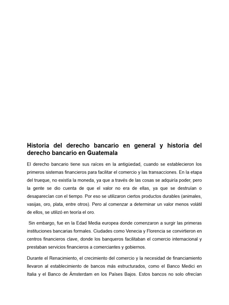 Historia Del Derecho Bancario en General y Historia Del Derecho ...