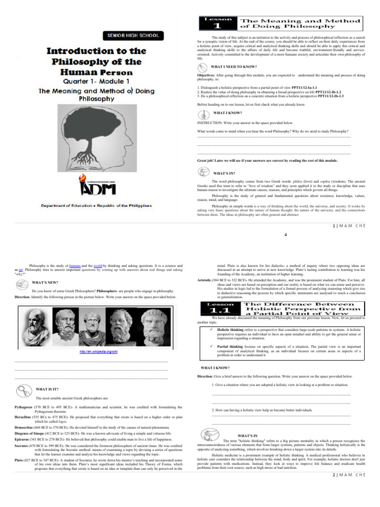 12 Iphp - Week 1-2 | PDF | Reason | Idea