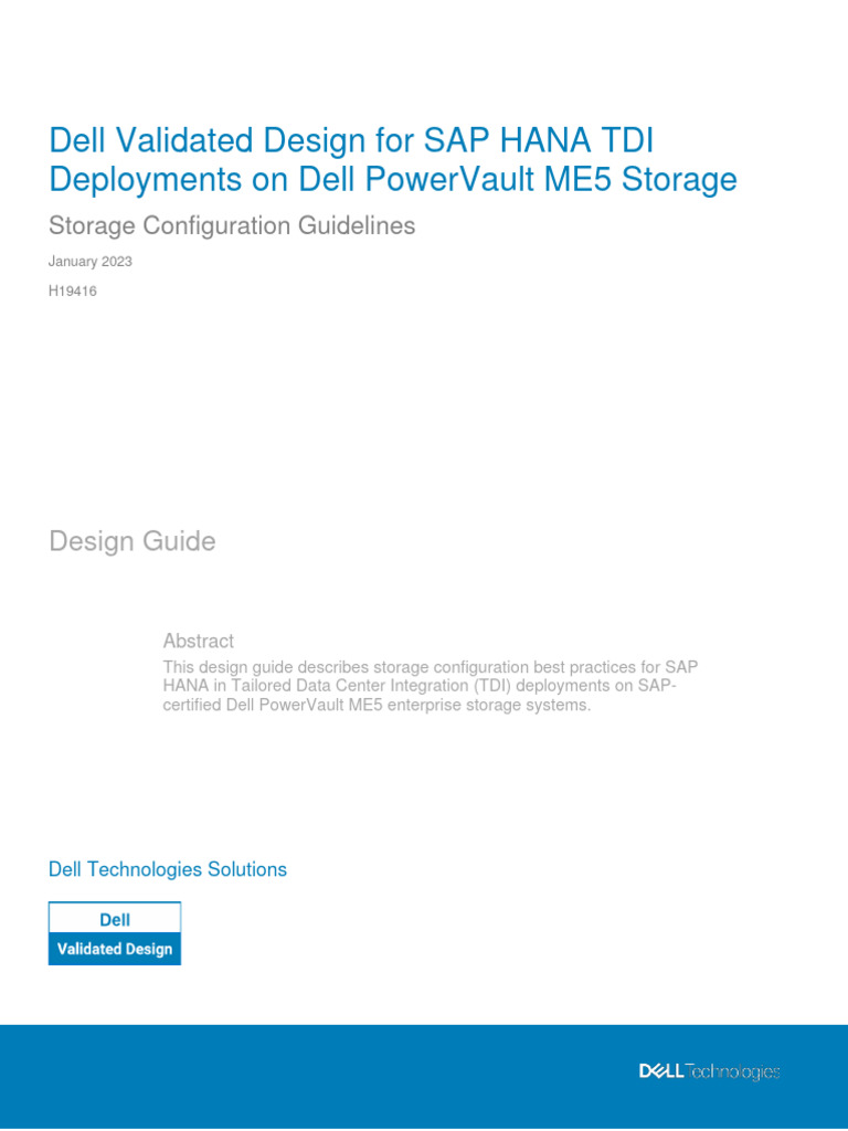 Dell Validated Design For SAP HANA TDI Deployments On PowerVault ME5 ...