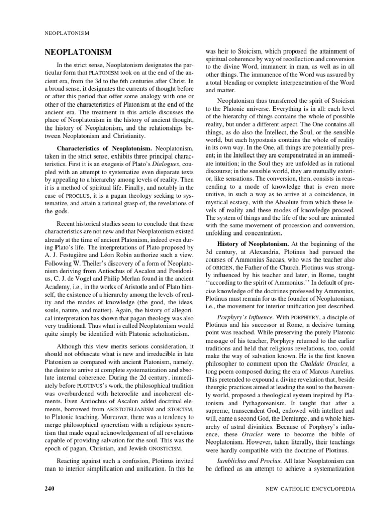 NEOPLATONISM-Hadot | Neoplatonism | Platonism