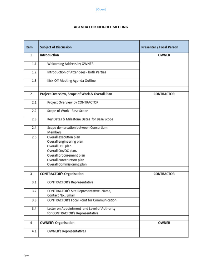 KOM Agenda - EPCC Contract | PDF | Quality Assurance | Business