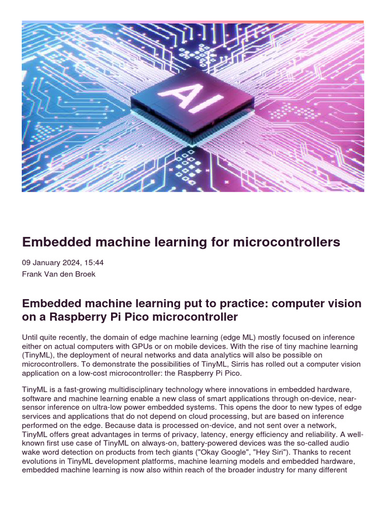 Embedded Machine Learning For Microcontrollers | PDF | Deep Learning | Computer Vision