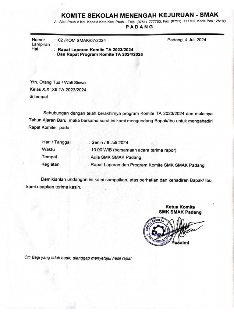 Rapat Komite 2024 Pdf