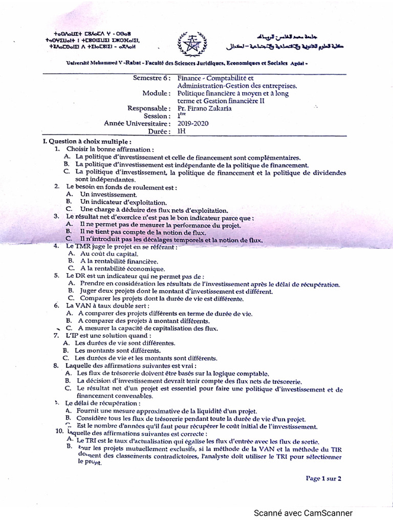 Exams Fin Compta S6 | PDF