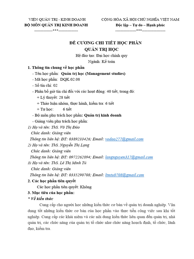 24. Đề cương QTH 2tc | PDF